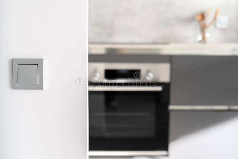 Mechanical Light Switch in Plastic Frame at House Stock Image - Image ...