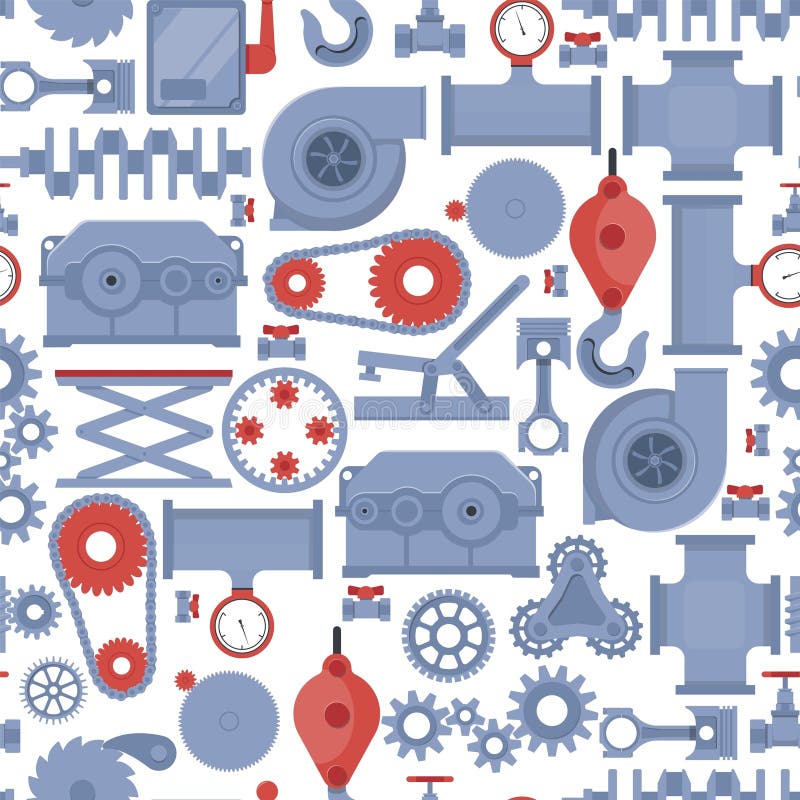 Mechanical Mechanisms Seamless Pattern. Engineering Equipment. Engine ...