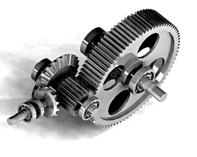 Mechanical Sketch with Gears Stock Illustration - Illustration of power ...
