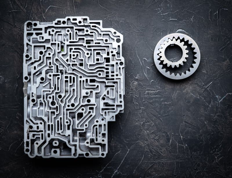 Mechanical Metal Pattern with Large Steel Gears for the Background ...