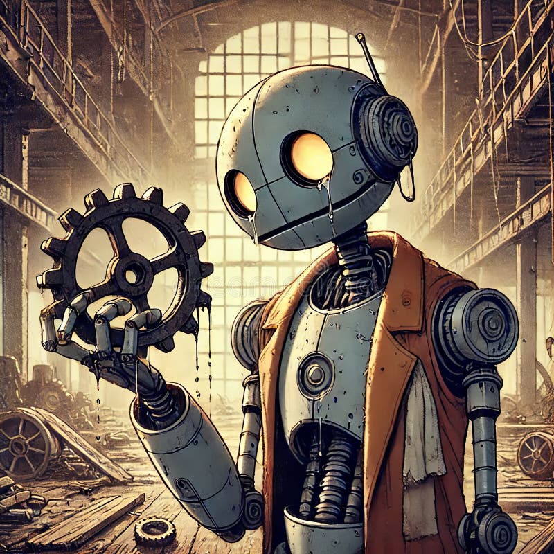 Mechanical Mind Examines History Stock Illustration - Illustration of ...