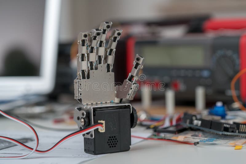 Mechanical Model of Human Palm. Robot Arm Stock Photo - Image of ...