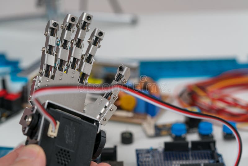 Mechanical Model of Human Palm. Robot Arm Stock Image - Image of ...