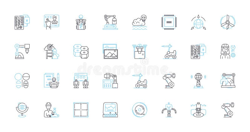 Mechanical Modeling Linear Icons Set. Simulation, Analysis, Design ...