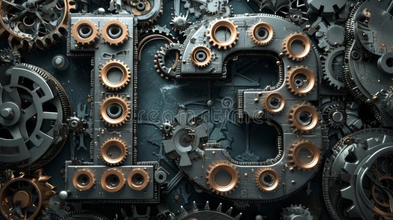 Mechanical Number 13 Composed of Gears and Cogs in a Steampunk Style ...
