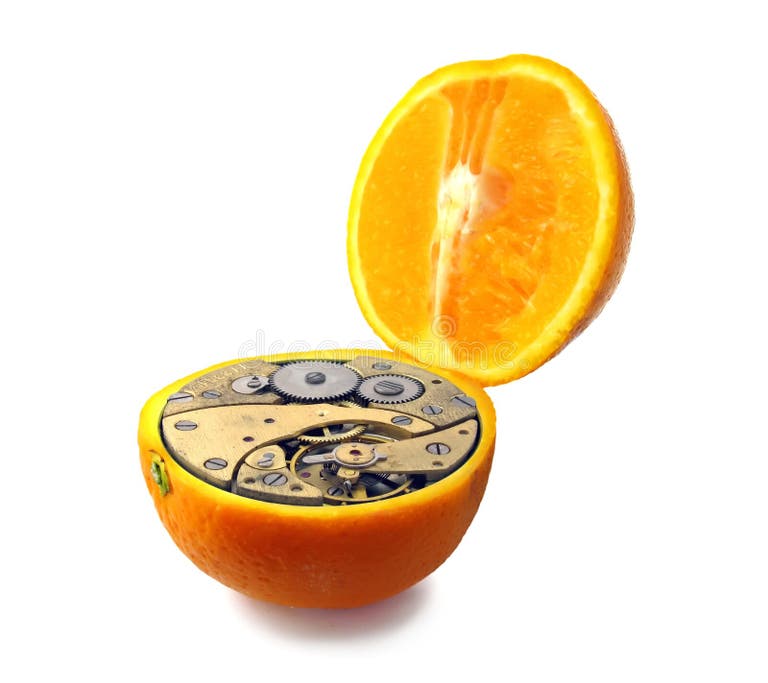 Mechanical orange stock photo. Image of cogwheel, food - 12896864