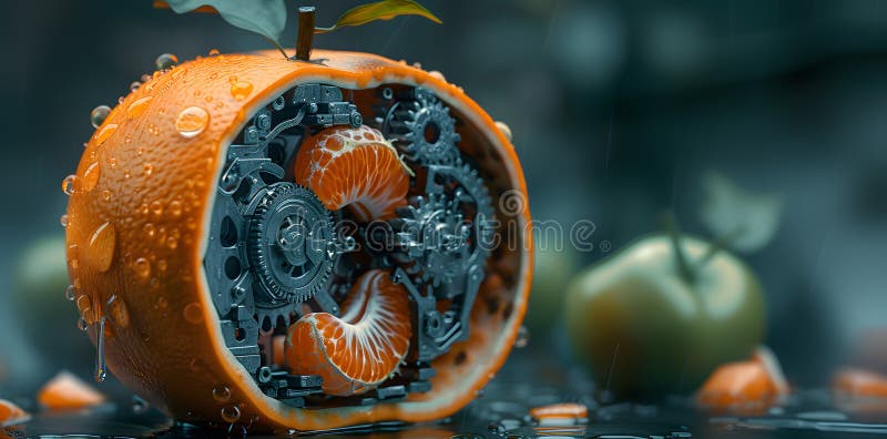 Mechanical Orange with Inner Machinery Stock Illustration ...
