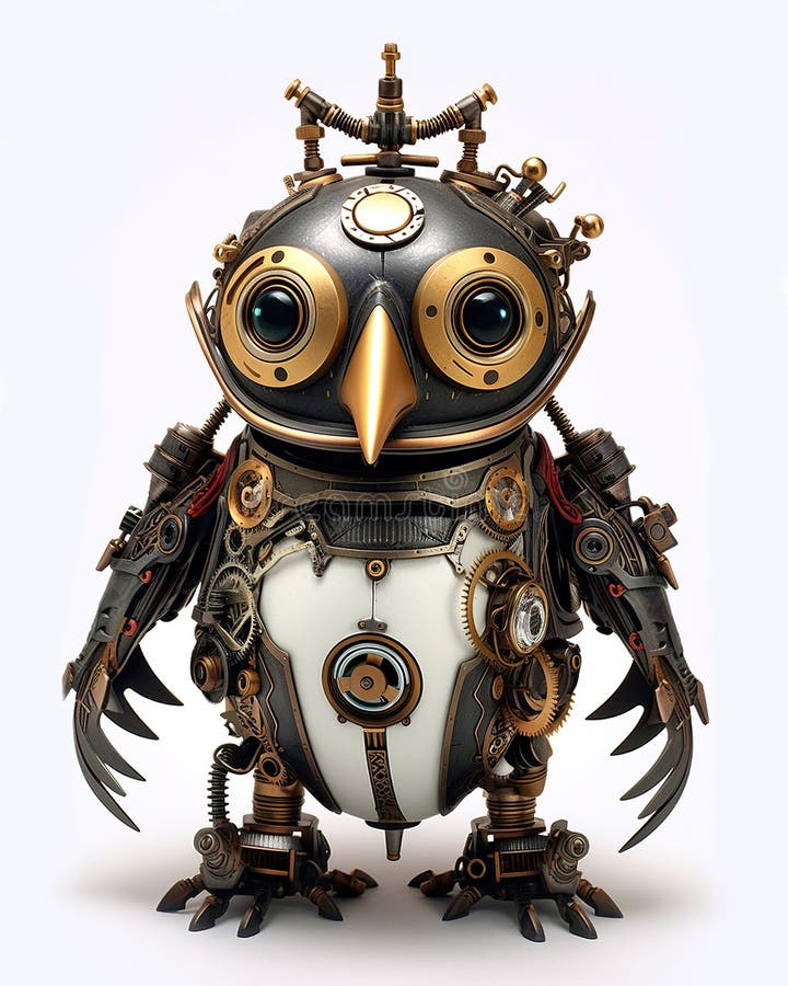 A Mechanical Owl with a Crown on Its Head. Generative AI Image. Stock ...