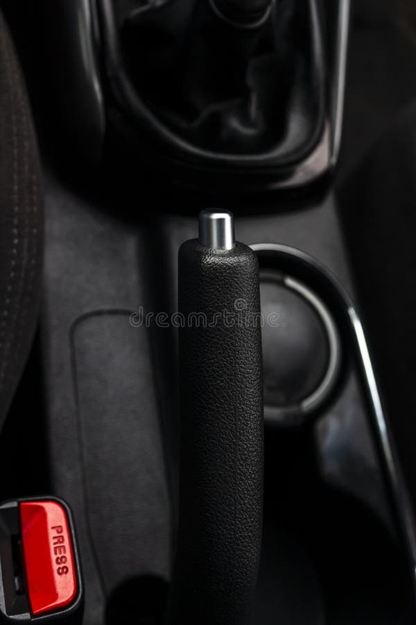 Mechanical Parking Brake Handle in Car Stock Photo - Image of mechanism ...