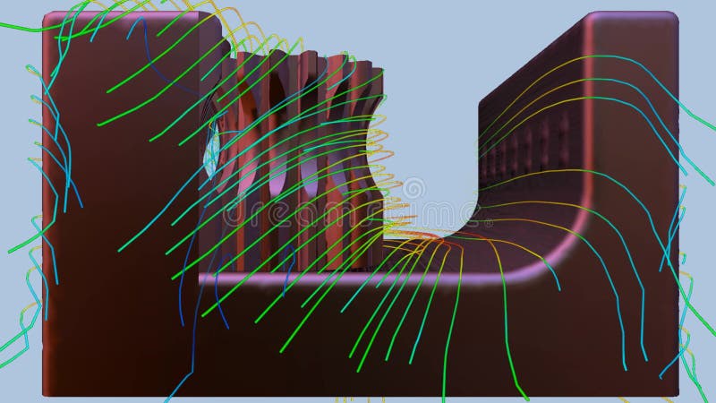 Mechanical Part Airflow Simulation - CFD Simulation Computational Fluid Dynamics Stock Footage ...