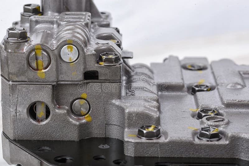 Mechanical Part with Metal Components and Hydraulic Valves Stock Image ...