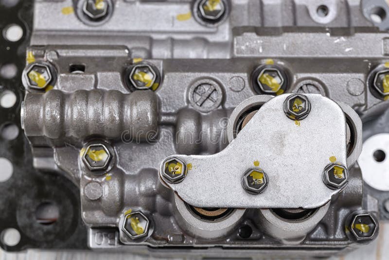 Mechanical Part with Metal Components and Hydraulic Valves Stock Photo ...