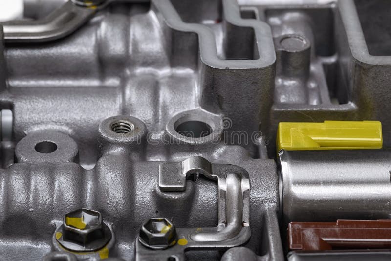 Mechanical Part with Metal Components and Hydraulic Valves Stock Photo ...