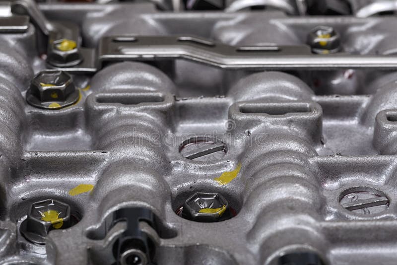 Mechanical Part with Metal Components and Hydraulic Valves Stock Photo ...