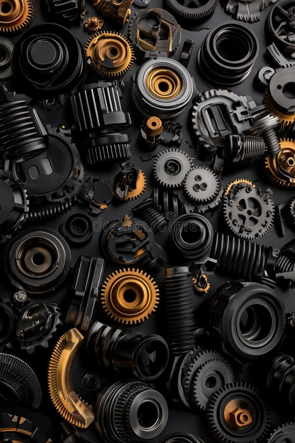Mechanical Parts on a Dark Background Stock Image - Image of ...