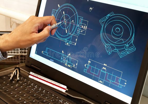 Mechanical Piece Cad Design Stock Photo - Image of black, development ...