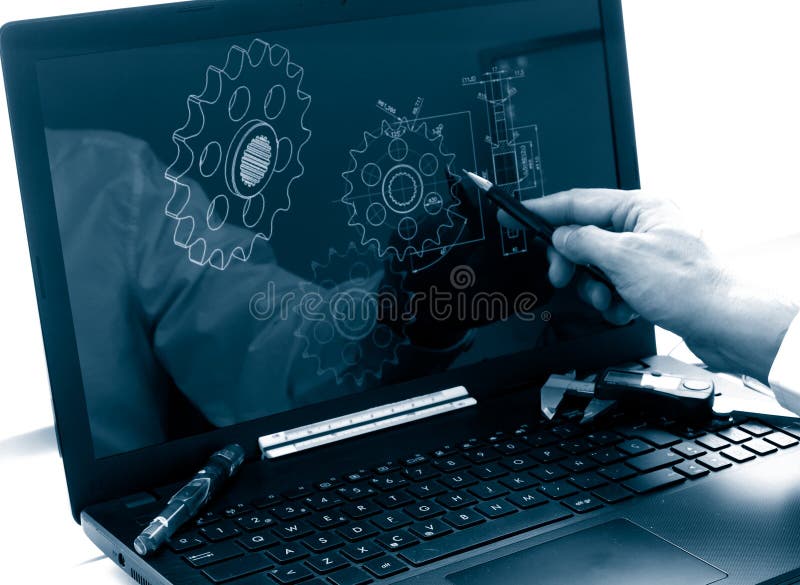 Mechanical Piece Design Cad Blueprint Stock Image - Image of black ...