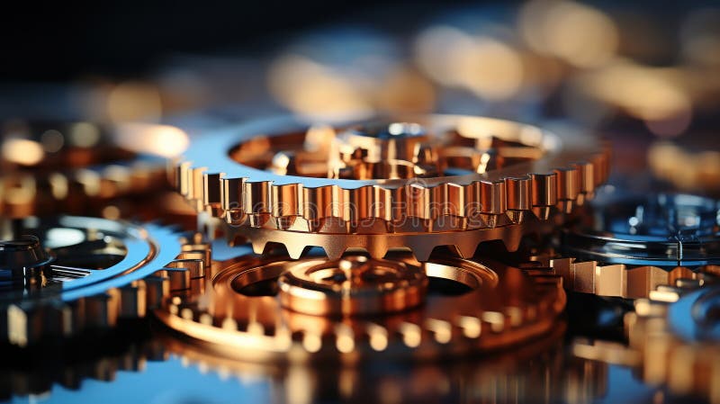 Mechanical Precision: Interconnected Gears in Close-up Stock ...