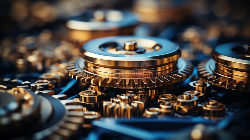 Mechanical Precision: Interconnected Gears in Close-up Stock ...