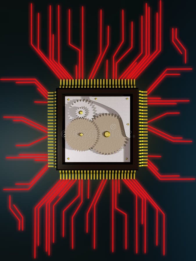 Mechanical processor stock illustration. Illustration of chips - 4054196
