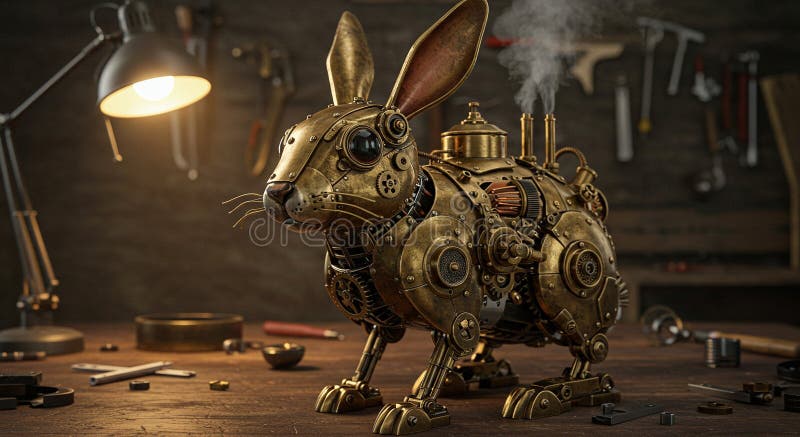 Mechanical Rabbit Steampunk Style with Gears and Cogs Stock Photo ...