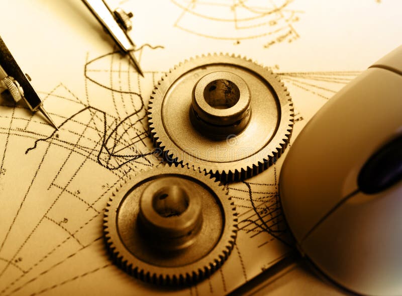 Mechanical Ratchets and Drafting Stock Image - Image of connected ...