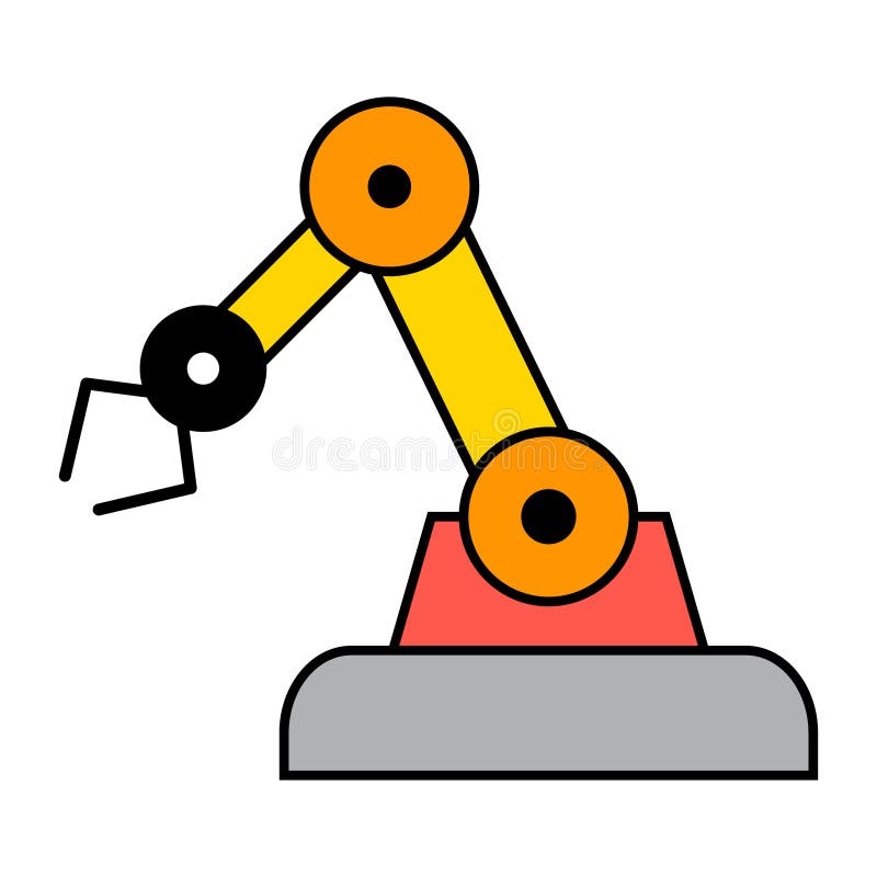 Mechanical Robot Arm Machine Shadow Icon, Technology Hydraulic Robotic ...