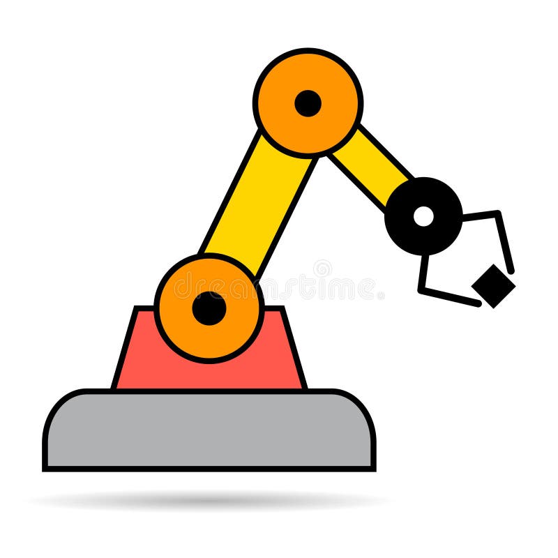 Mechanical Robot Arm Machine Shadow Icon, Technology Hydraulic Robotic ...
