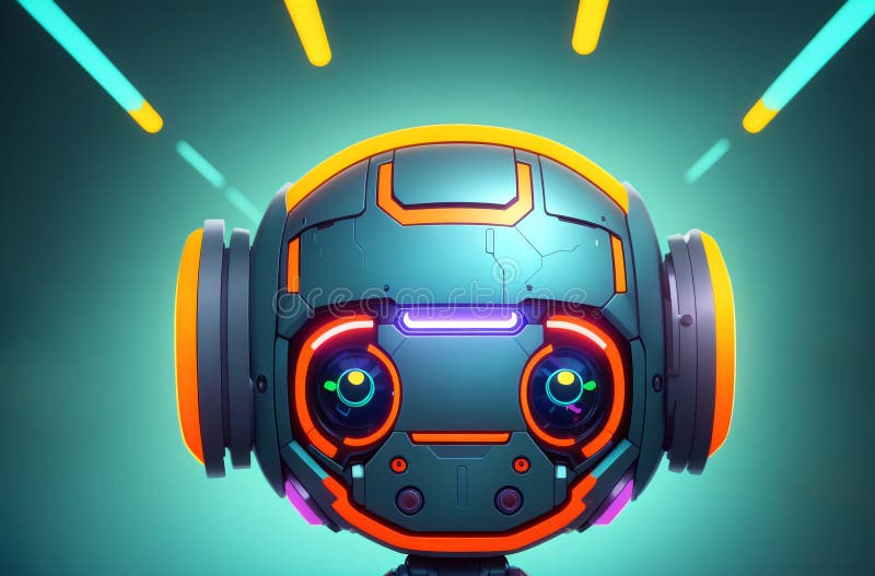 Mechanical Robot on Colored Background. Modern Cybernetic Machine with ...