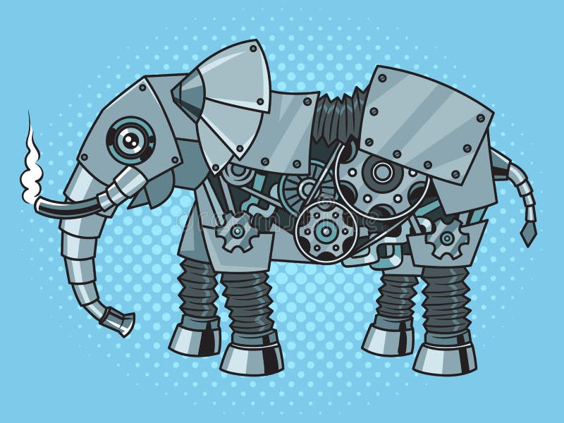 Mechanical Robot Elephant Pop Art Vector Stock Vector - Illustration of ...