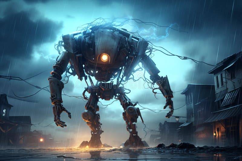 Mechanical Robot in Future World War. by Generative Ai Stock ...