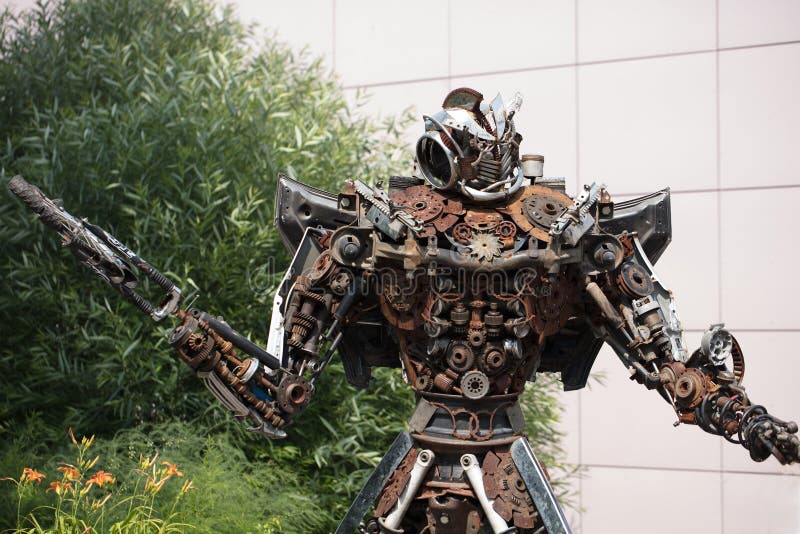 Mechanical Robot Made with Their Own Hands Editorial Image - Image of ...