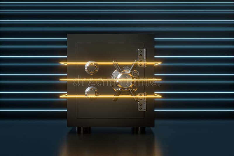 Mechanical Safe, with Digital Numbers Inside, 3d Rendering Stock ...