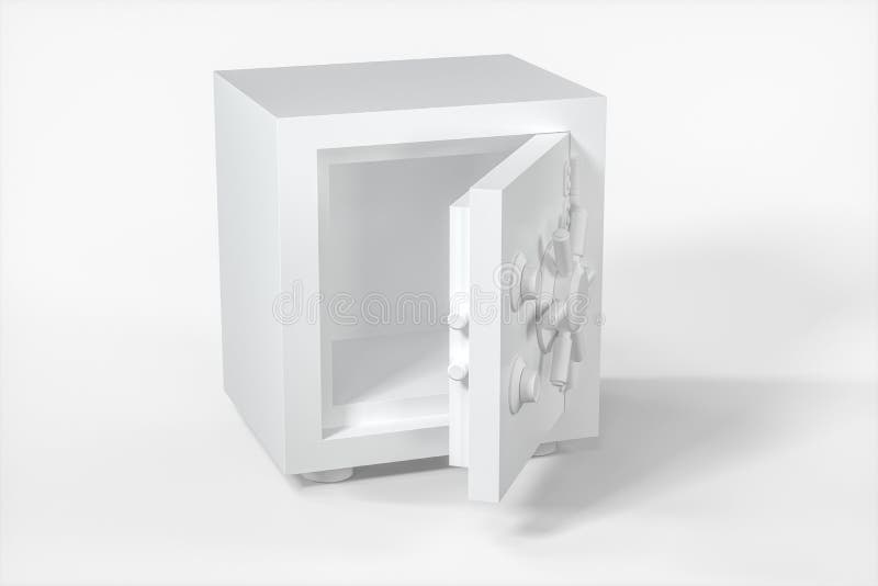 Mechanical Safe, White Box Model with White Background, 3d Rendering ...