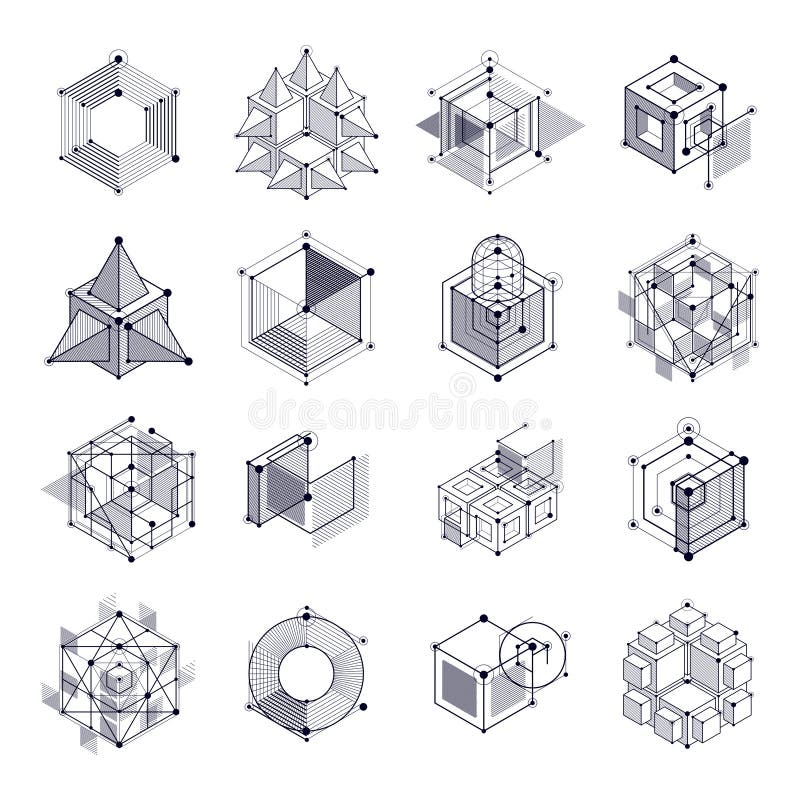 Mechanical Scheme, Black and White Vector Engineering Drawings Set with ...