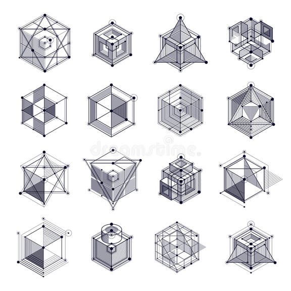 Mechanical Scheme, Black and White Vector Engineering Drawings Set with ...