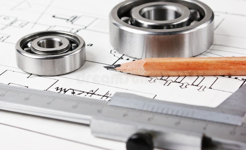 Mechanical Scheme and Calipers Stock Image - Image of bearing ...