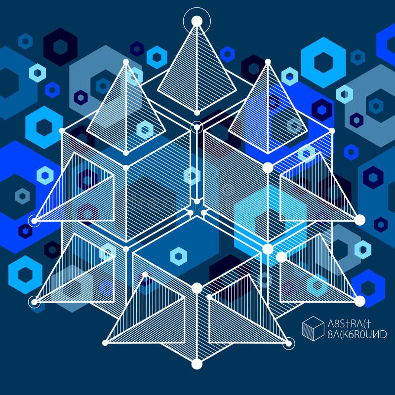 Mechanical Scheme, Dark Blue Vector Engineering Drawing with 3D Stock ...