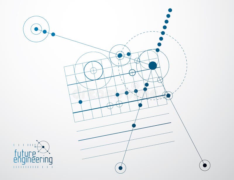 Mechanical Scheme, Vector Engineering Drawing with Circles and G Stock ...