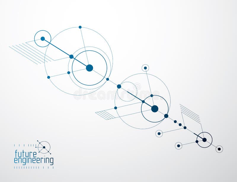 Mechanical Scheme, Vector Engineering Drawing with Circles and G Stock ...