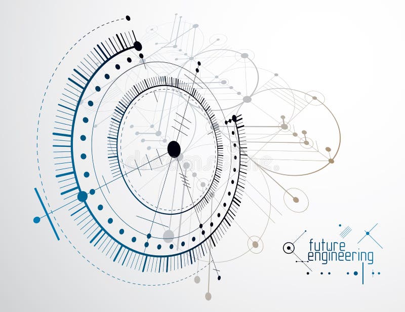 Mechanical Scheme, Vector Engineering Drawing with Circles and G Stock ...