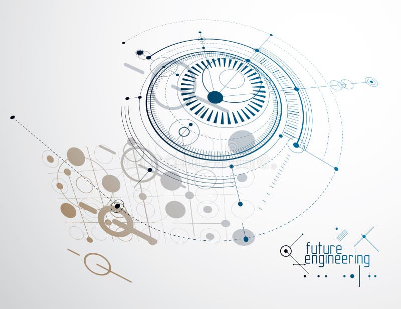 Mechanical Scheme, Vector Engineering Drawing with Circles and G Stock ...