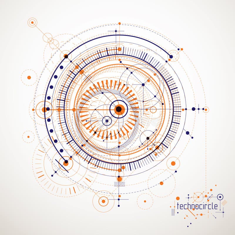 Mechanical Scheme, Vector Engineering Drawing with Circles and G Stock ...