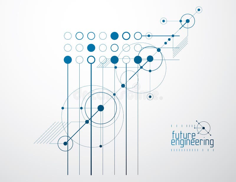 Mechanical Scheme, Vector Engineering Drawing with Circles and G Stock ...