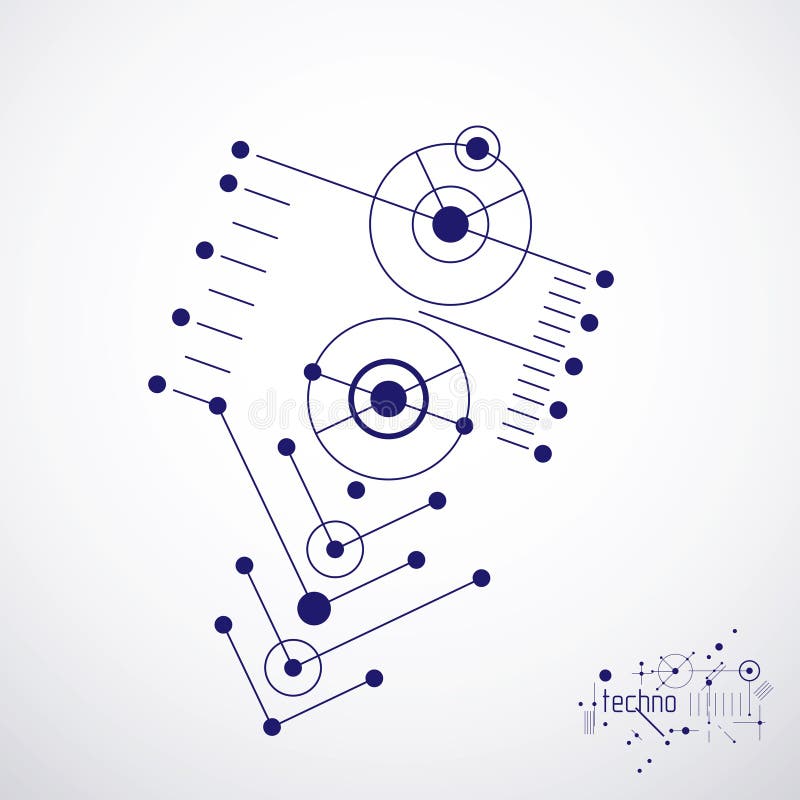 Mechanical Scheme, Vector Engineering Drawing with Circles and ...