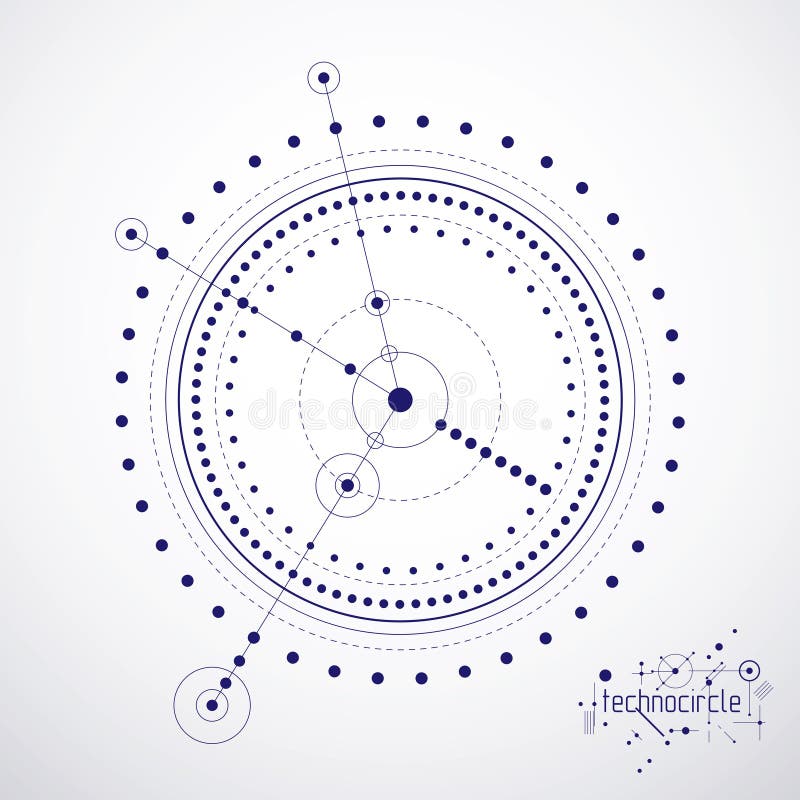 Mechanical Scheme, Vector Engineering Drawing with Circles and ...