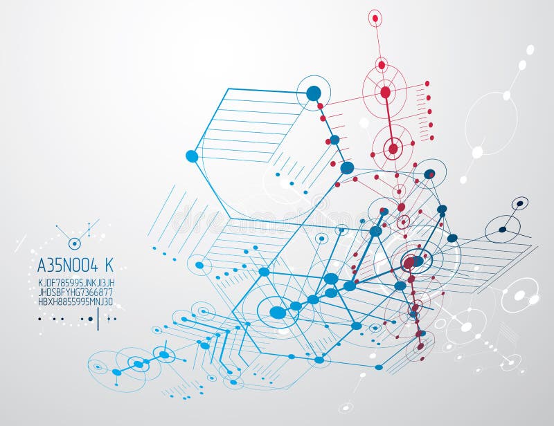 Mechanical Scheme, Vector Engineering Drawing with Circles and H Stock ...