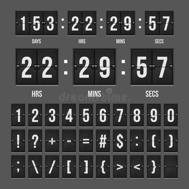 Mechanical Scoreboard Alphabet and Numbers Stock Vector - Illustration ...