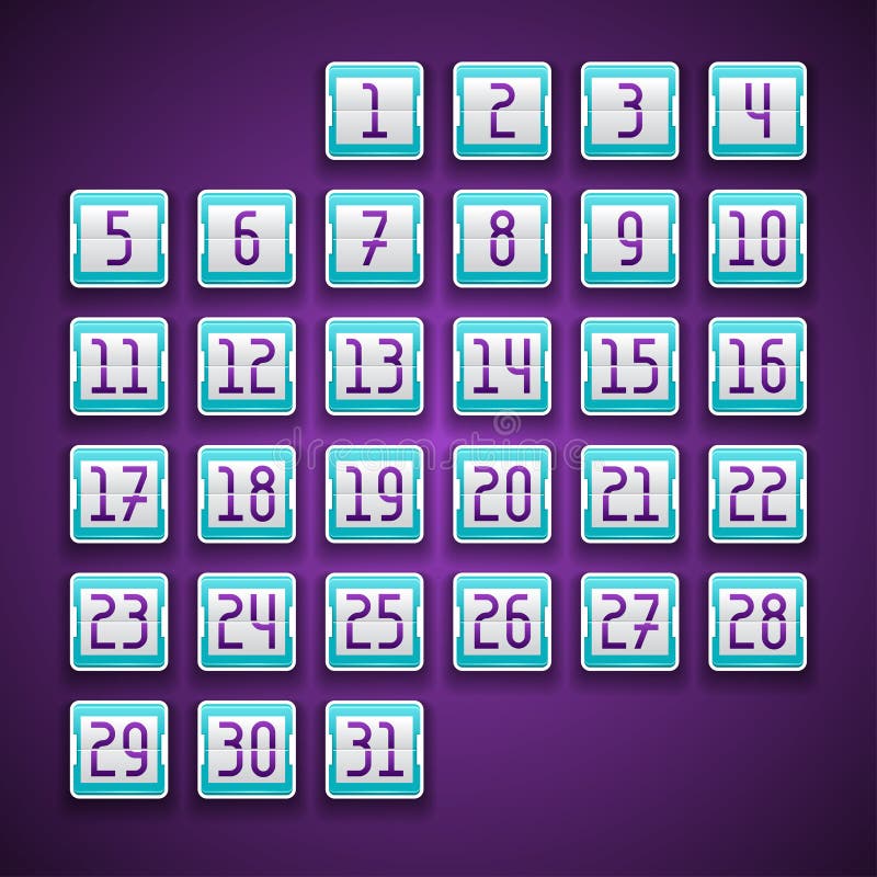 Mechanical Scoreboard Numbers Calendar Stock Vector - Illustration of ...