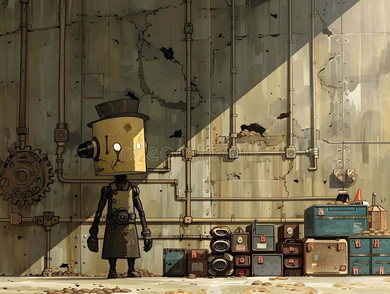 Mechanical Sergeant Inspecting Futuristic Storage Facility in ...